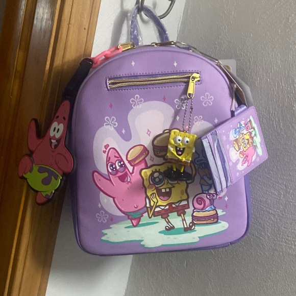 Loungefly | Bags | Spongebob Setmini Backpackid Holderpatrickspongebob Keychains | Poshmark